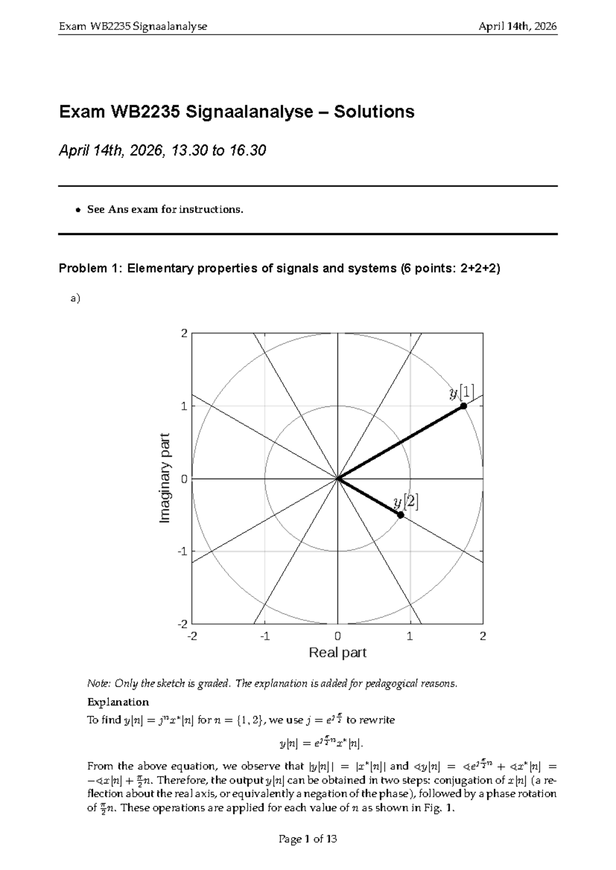 Exam WB2235 Signaalanalyse Solutions - April 14, 2026 - Studeersnel