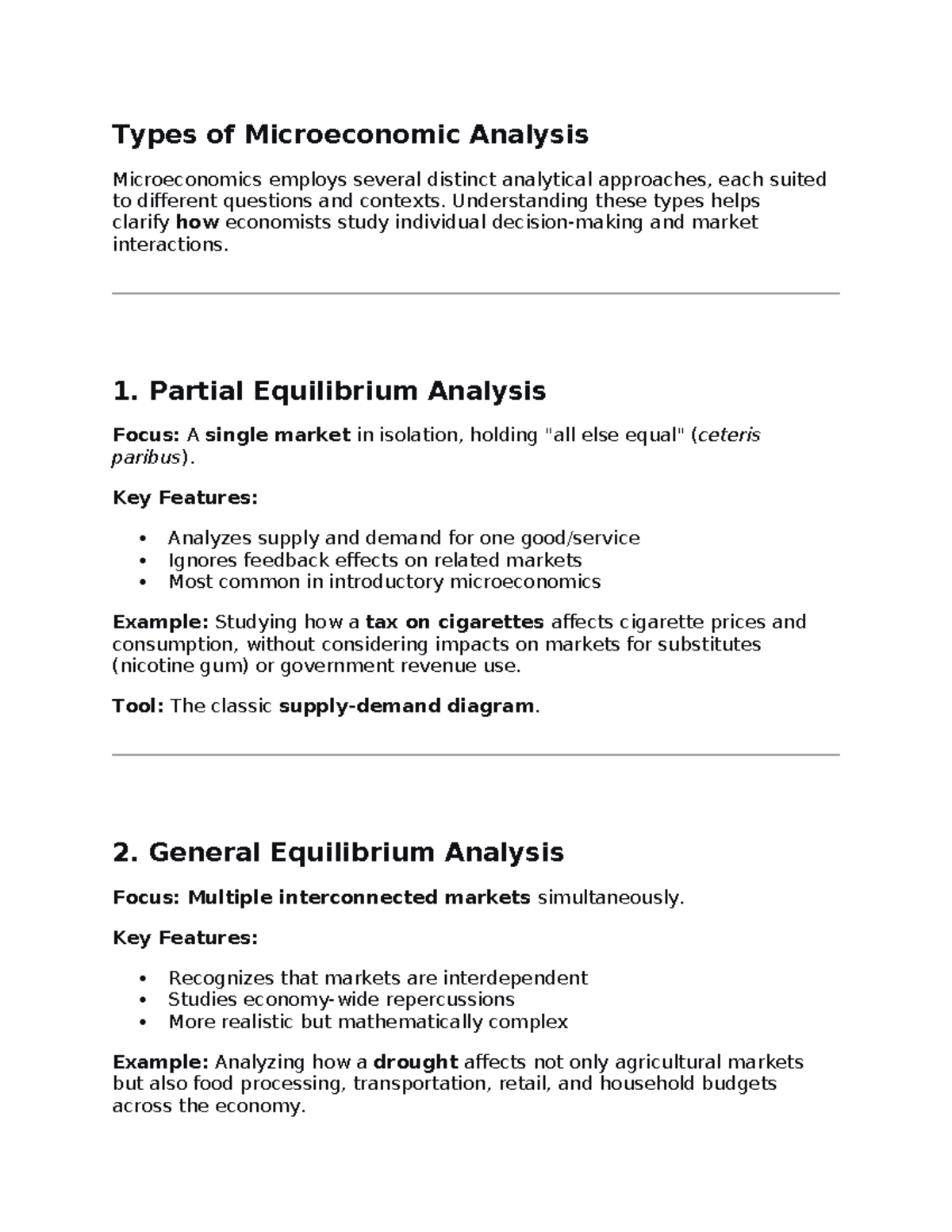 Types of Microeconomic Analysis: A Comprehensive Overview - Studocu