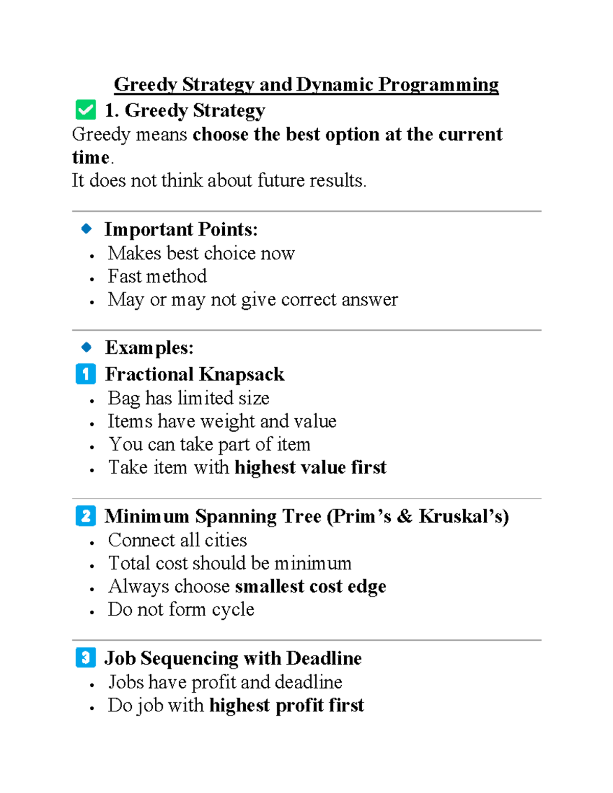 Greedy Strategy & Dynamic Programming Overview: Key Concepts & Examples ...