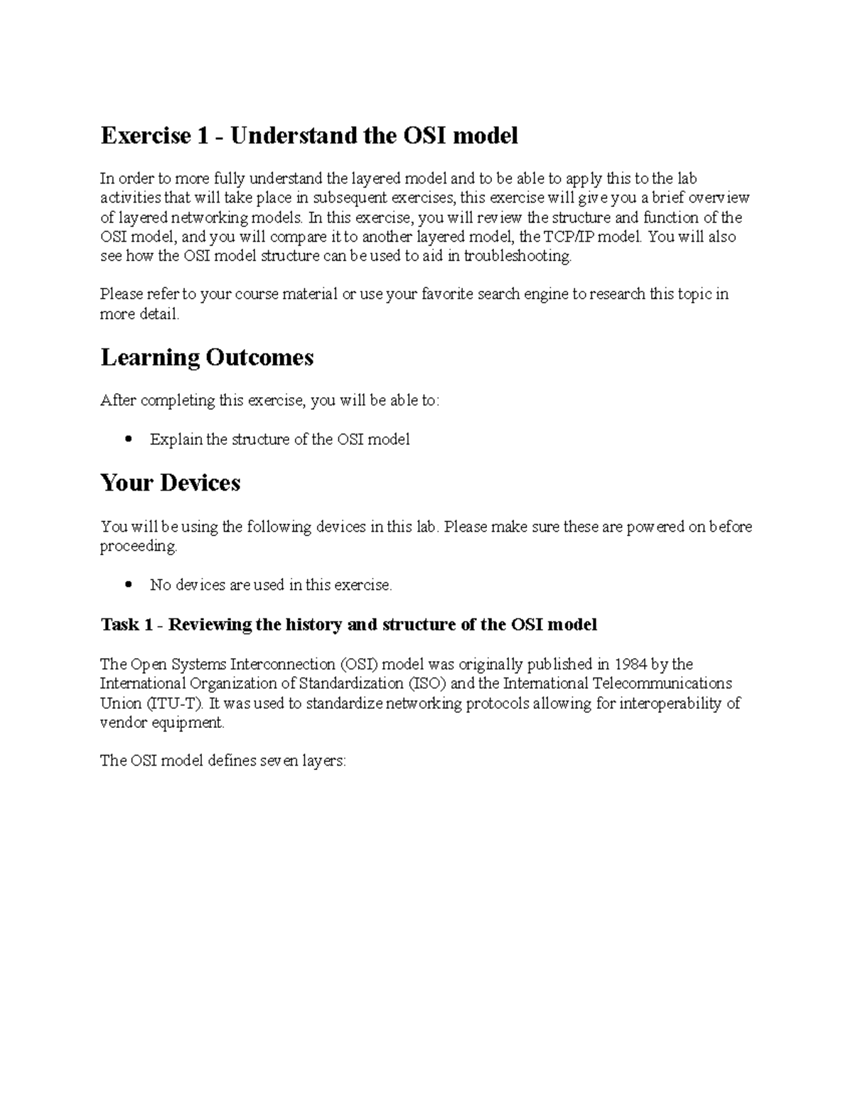 Understanding the OSI Model - Assignment 1 Overview and Comparison ...