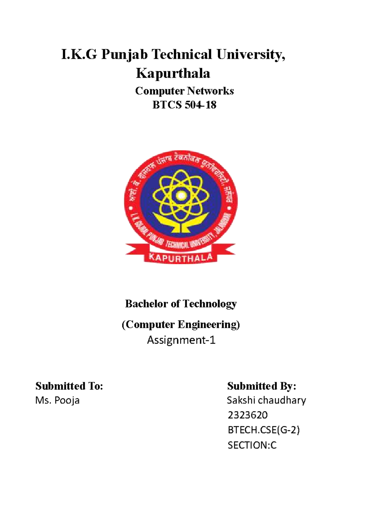 CN - hii - Computer networks - I.K Punjab Technical University ...
