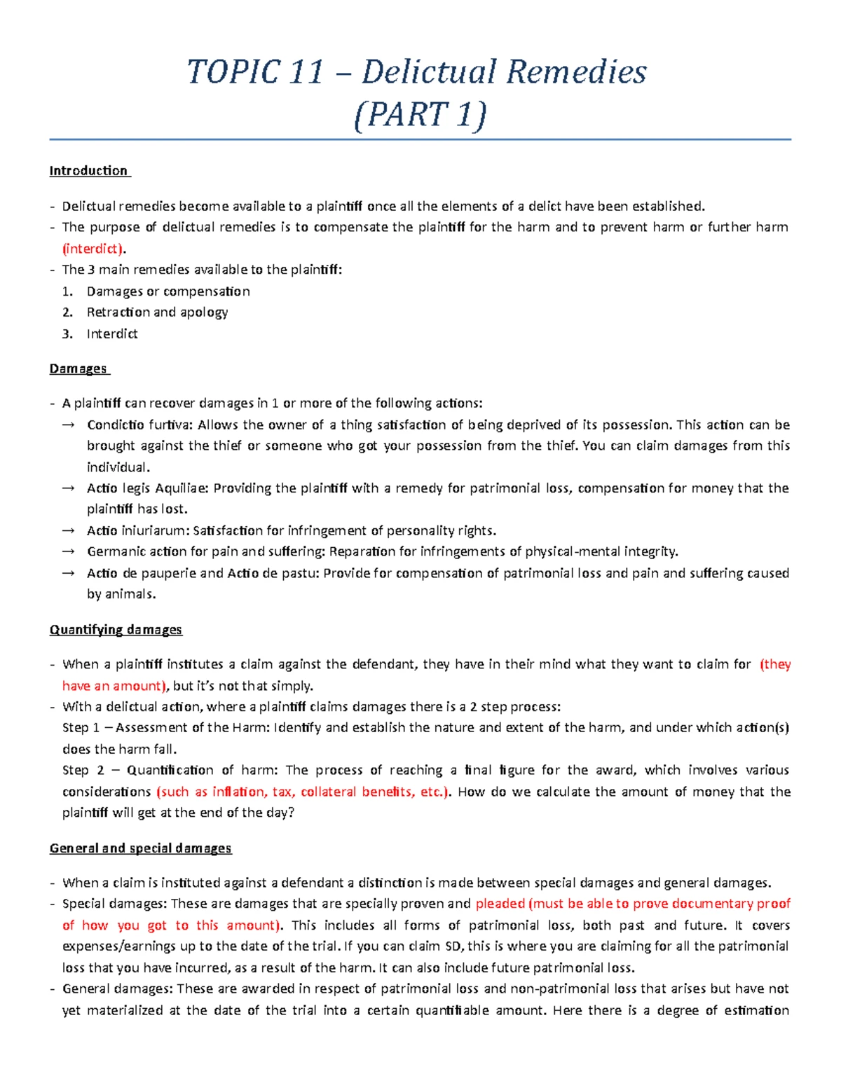 LAW OF Delict Notes - mindmaps - LADE6212 - Studocu