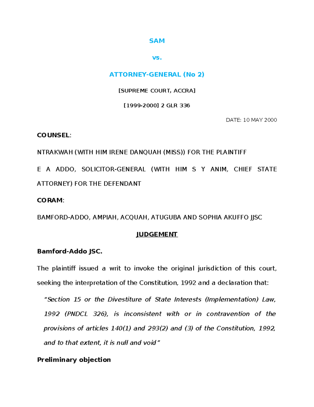 SAM v. AG: Case Brief on Constitutional Interpretation and Standing ...