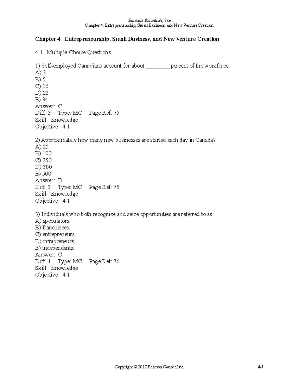 Test Bank: Chapter 4 - Entrepreneurship, Small Business & New Ventures ...
