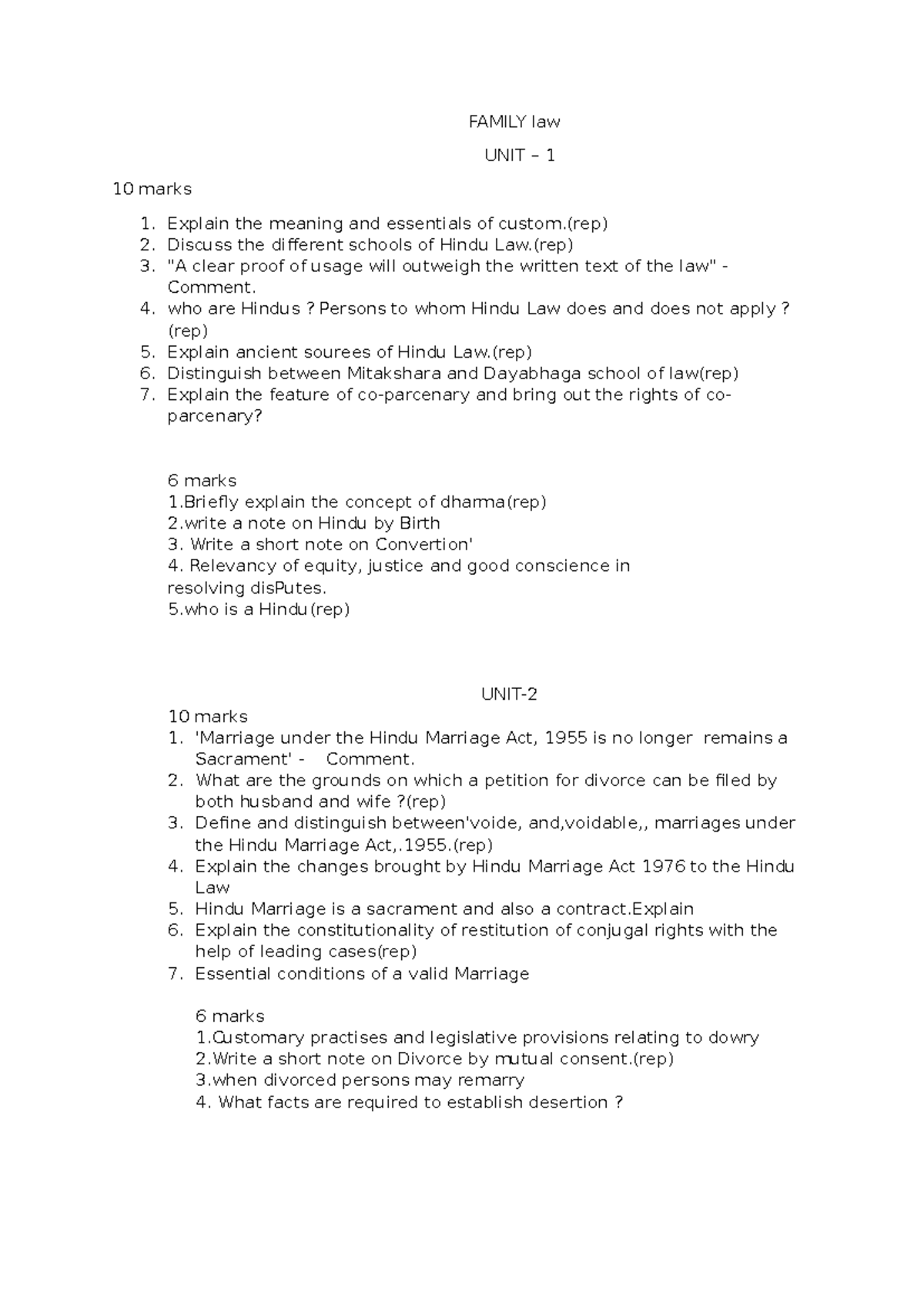 Family Law Unit 1-5 Questions & Answers - ASCA - Studocu