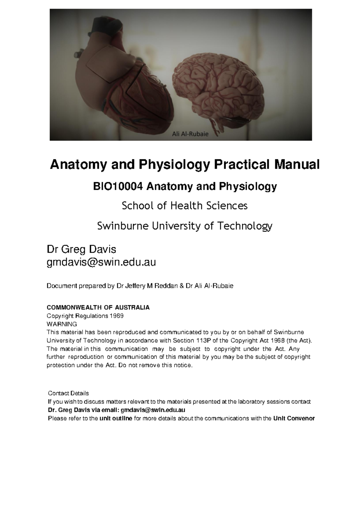 Anatomy & Physiology Lab Manual (ANAT101) - Semester 1 Practical Guide ...