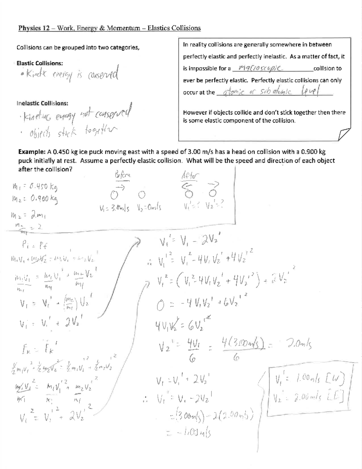 Elastic Collisions: Complete Notes 7 - Studocu
