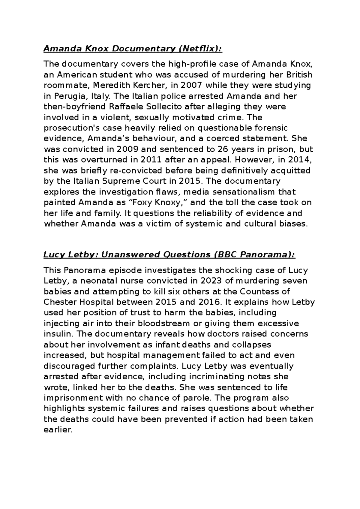 Sociology - idk - Amanda Knox Documentary (Netflix): The documentary ...