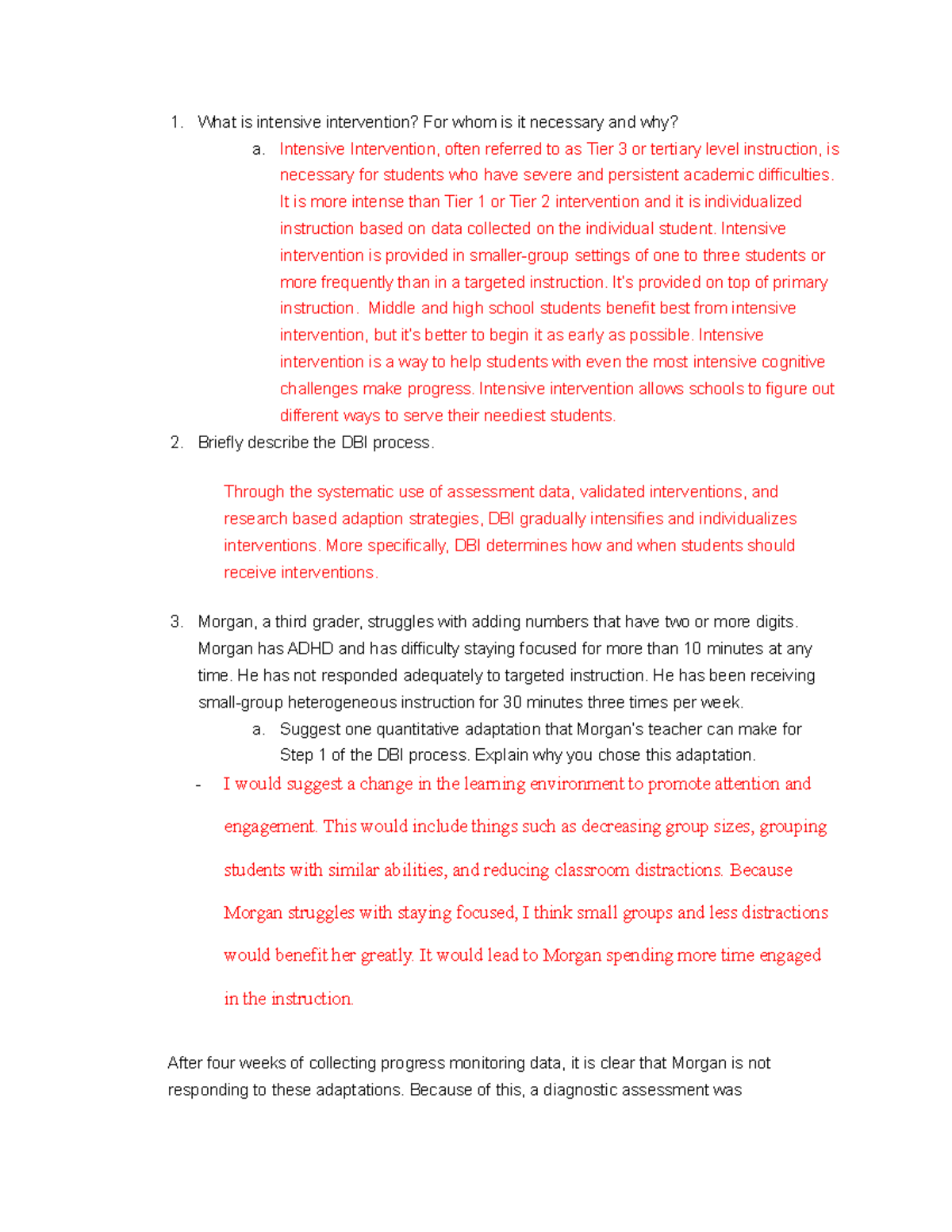 Intensive Intervention & DBI Process Analysis for Educators - Studocu