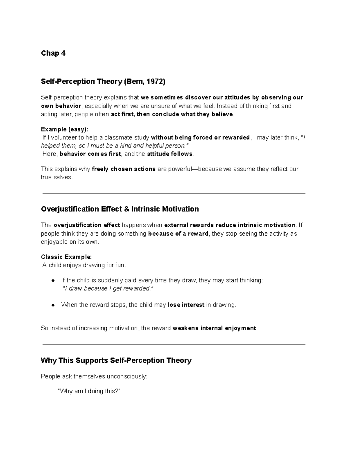 Chap 4 Theory: Attitude Formation & Overjustification Effect - Studocu