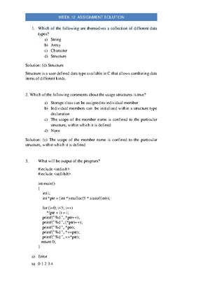 Programming in Java - Nptel - Assignments Solutions 2024 - PROGRAMMING IN JAVA Assignment 0 TYPE ...