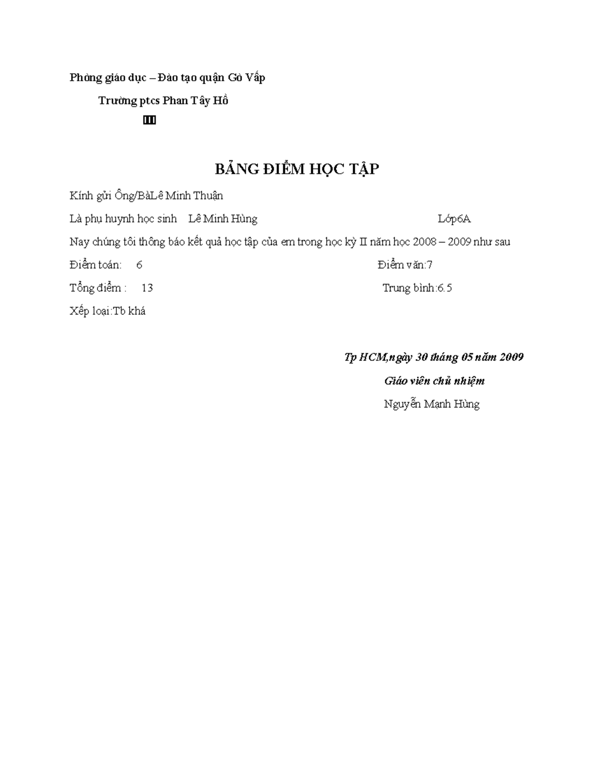 Bai thuc hanh tin - dit me may - Trường ptcs Phan Tây Hồ BẢNG ĐIỂM HỌC ...