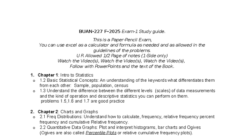 BUAN-227 Final Exam Study Guide: Key Concepts & Formulas - Studocu
