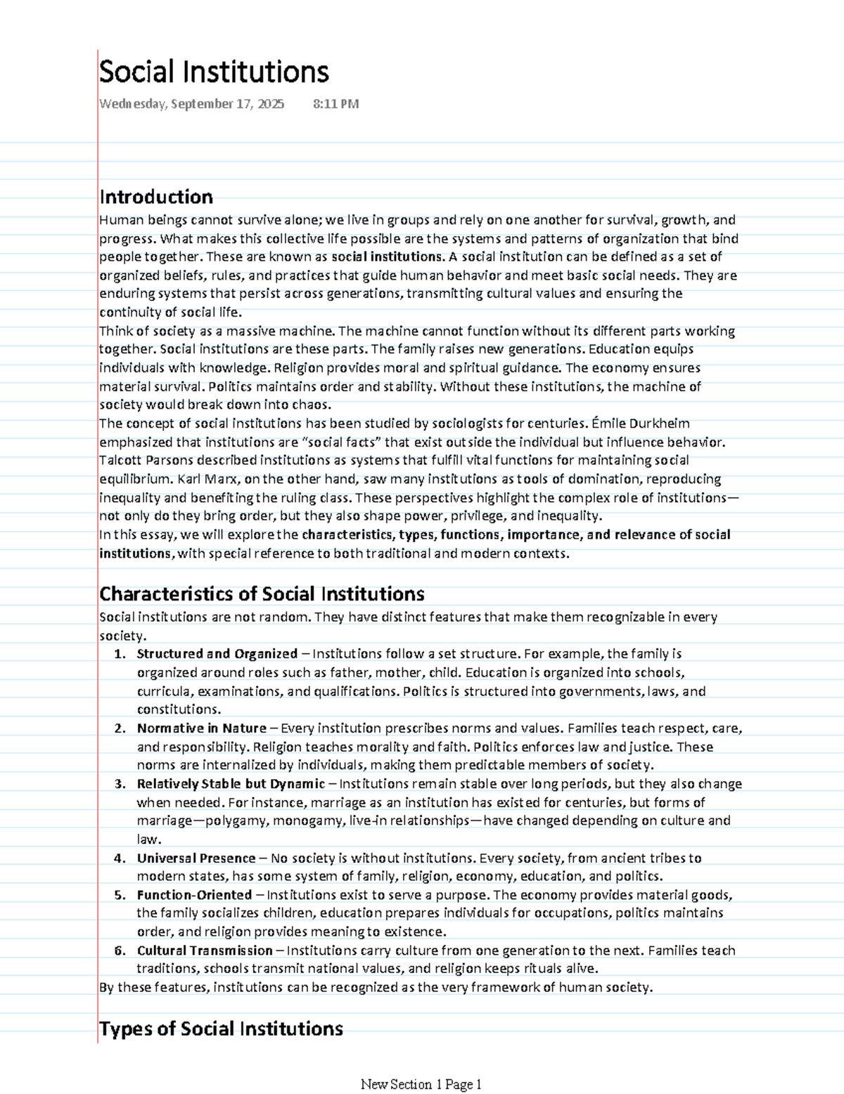 Socioass 2 - Understanding Social Institutions and Their Functions ...
