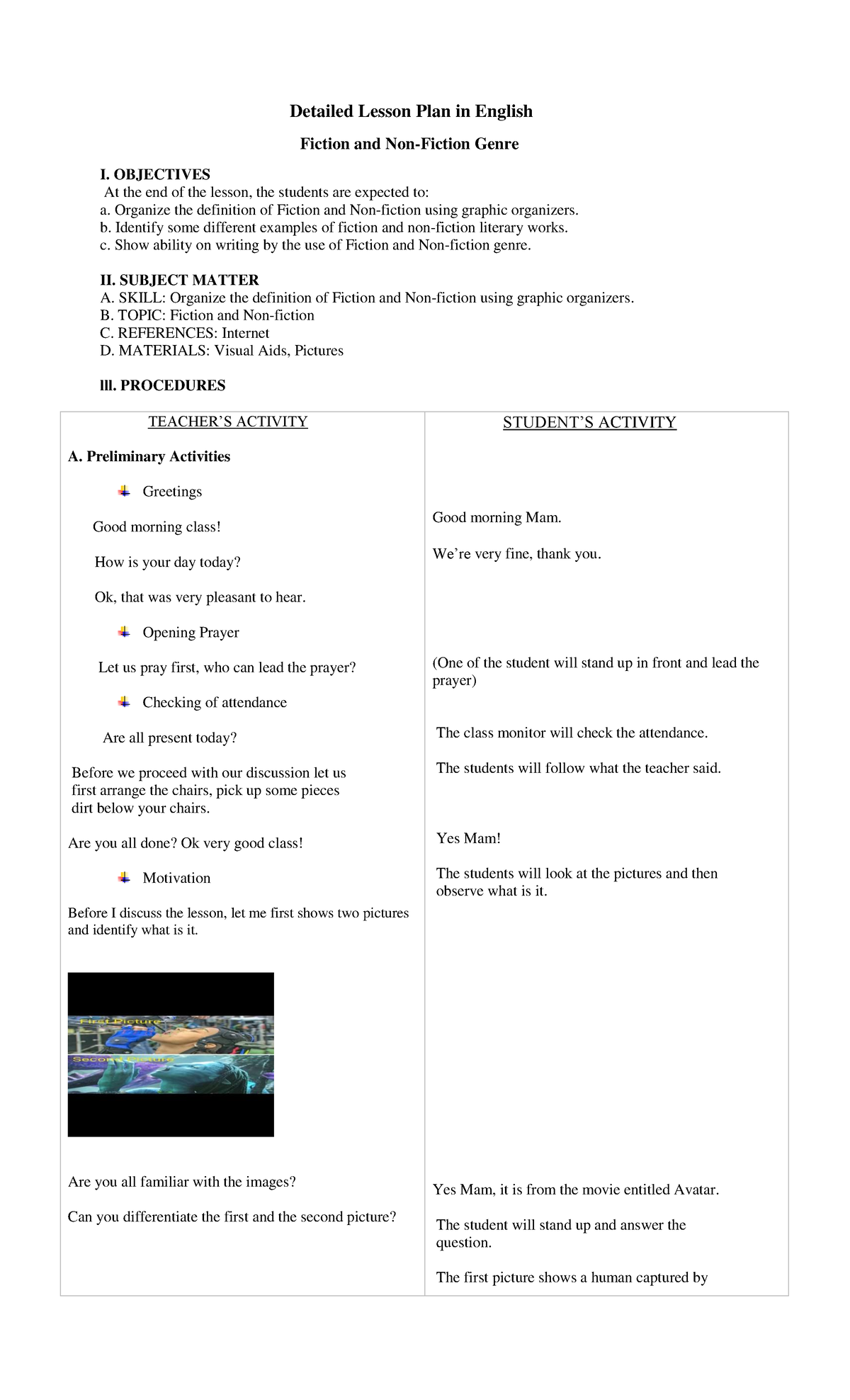DLP FOR DEMO - ina renola - Detailed Lesson Plan in English Fiction and ...
