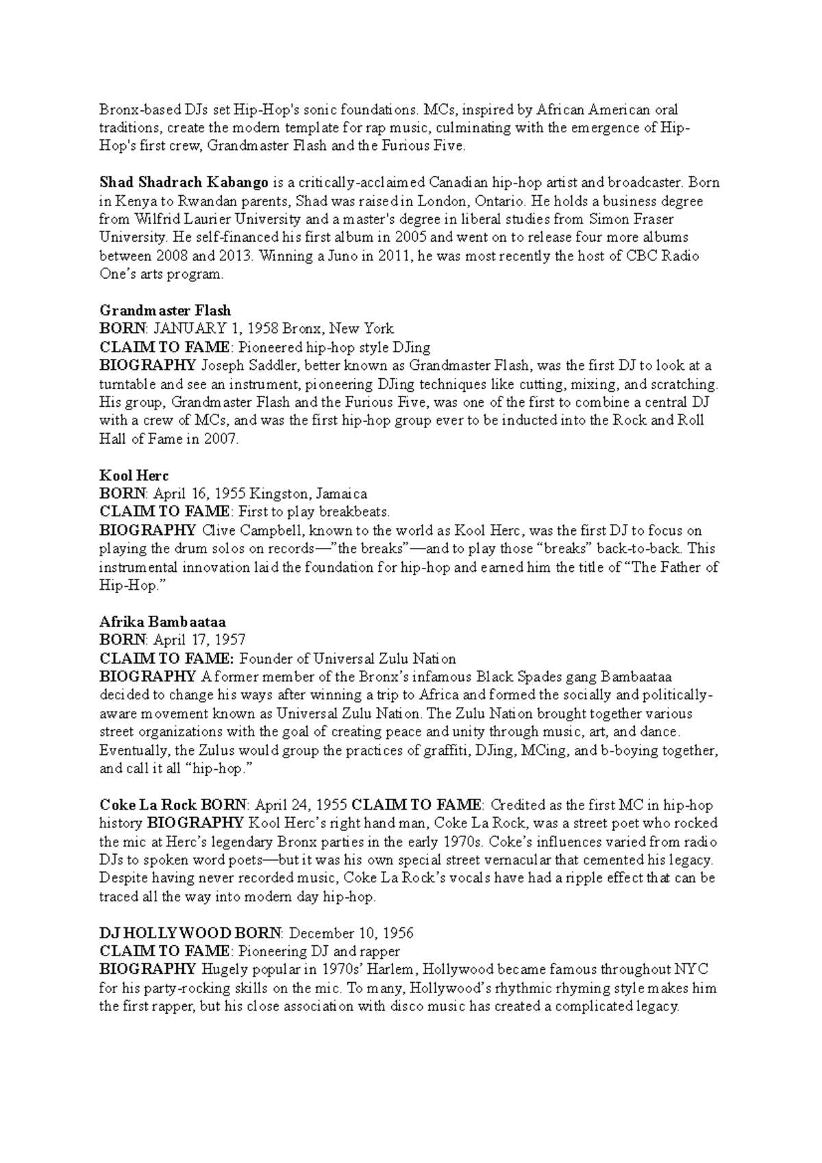 Hip Hop Evolution Episode 1: Foundations of Bronx DJ Culture - Studocu