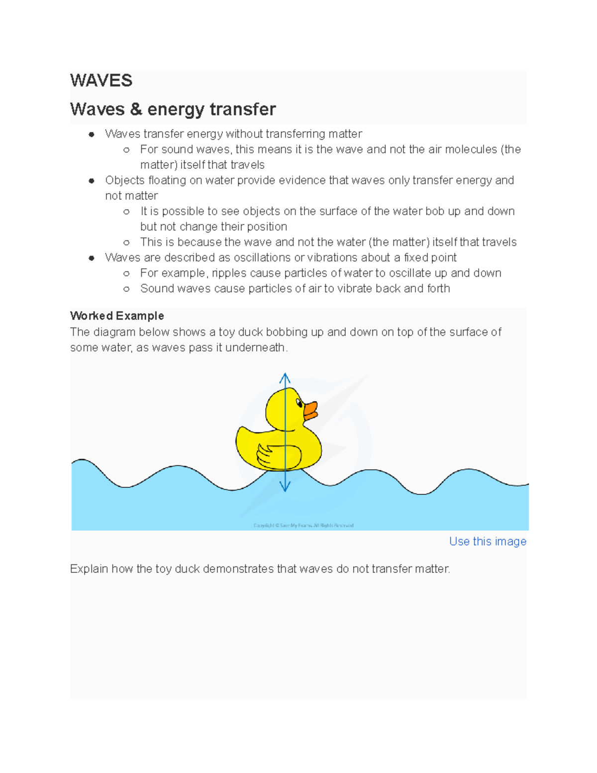 Waves - Notes - WAVES Waves & energy transfer Waves transfer energy ...