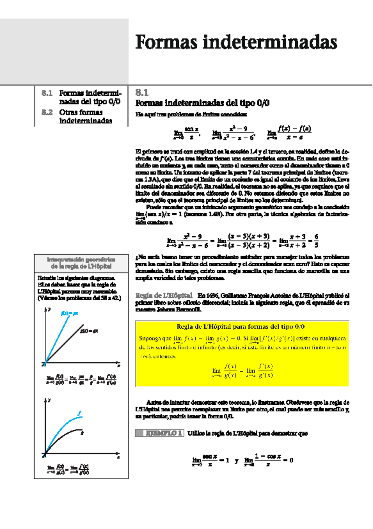 Regla LHospital - Calculo Purcell - Formas indeterminadas 8 Formas 8 ...