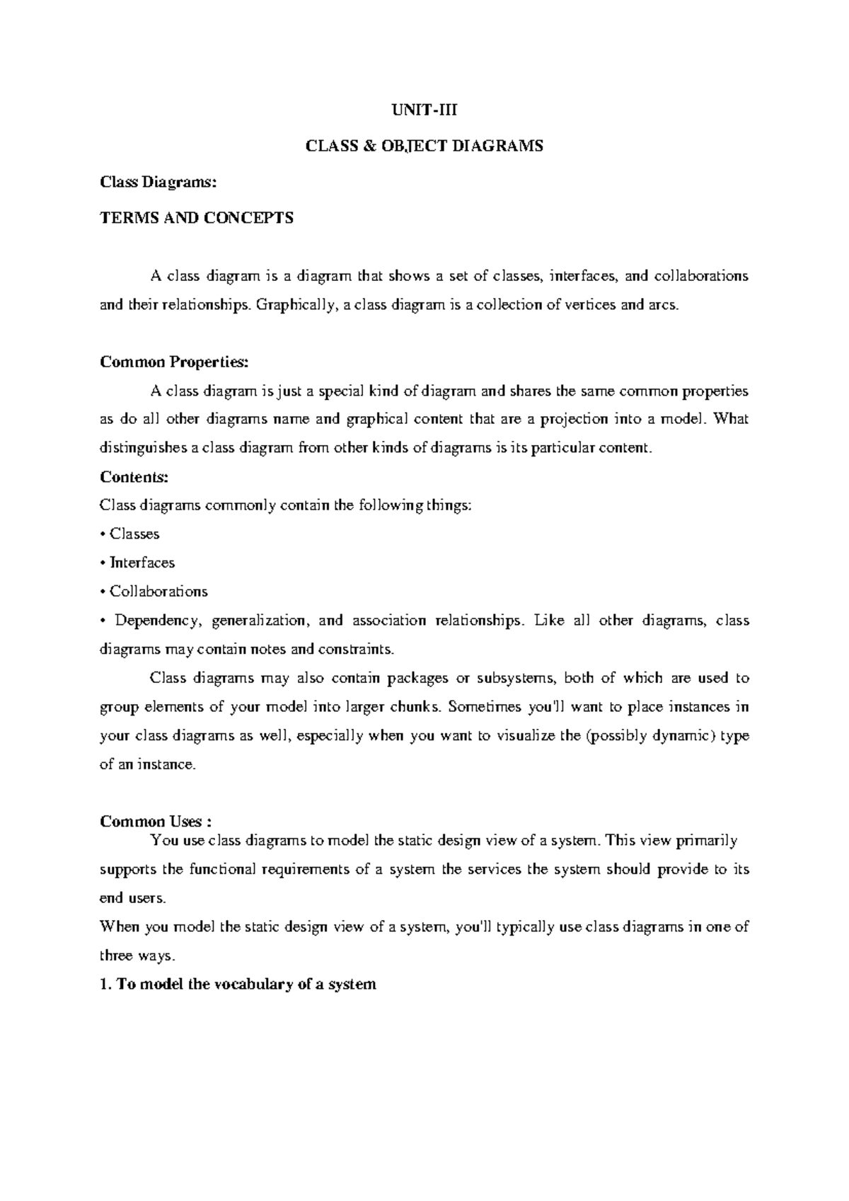 Class and Object Diagrams: Key Concepts and Uses - Studocu