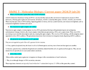 BIO302-Molecular Biology Handouts 1 - Chapter 1. Introduction Molecular ...