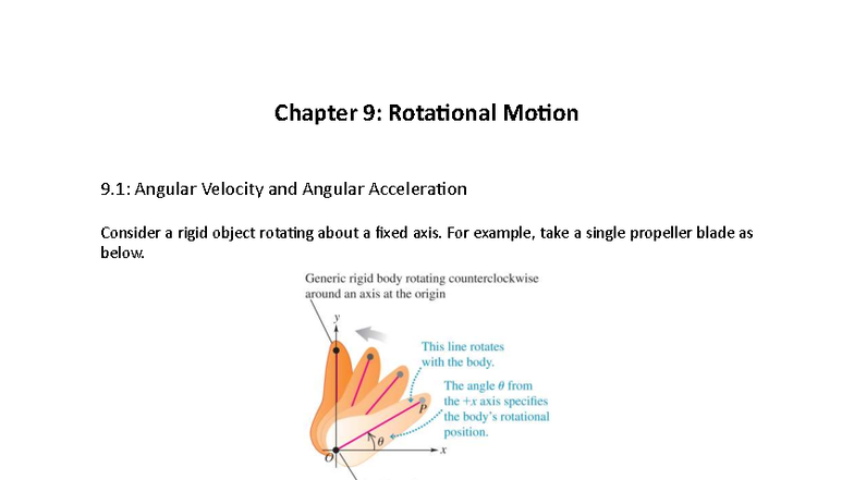 Chapter 9: Rotational Motion - Angular Velocity & Acceleration - Studocu