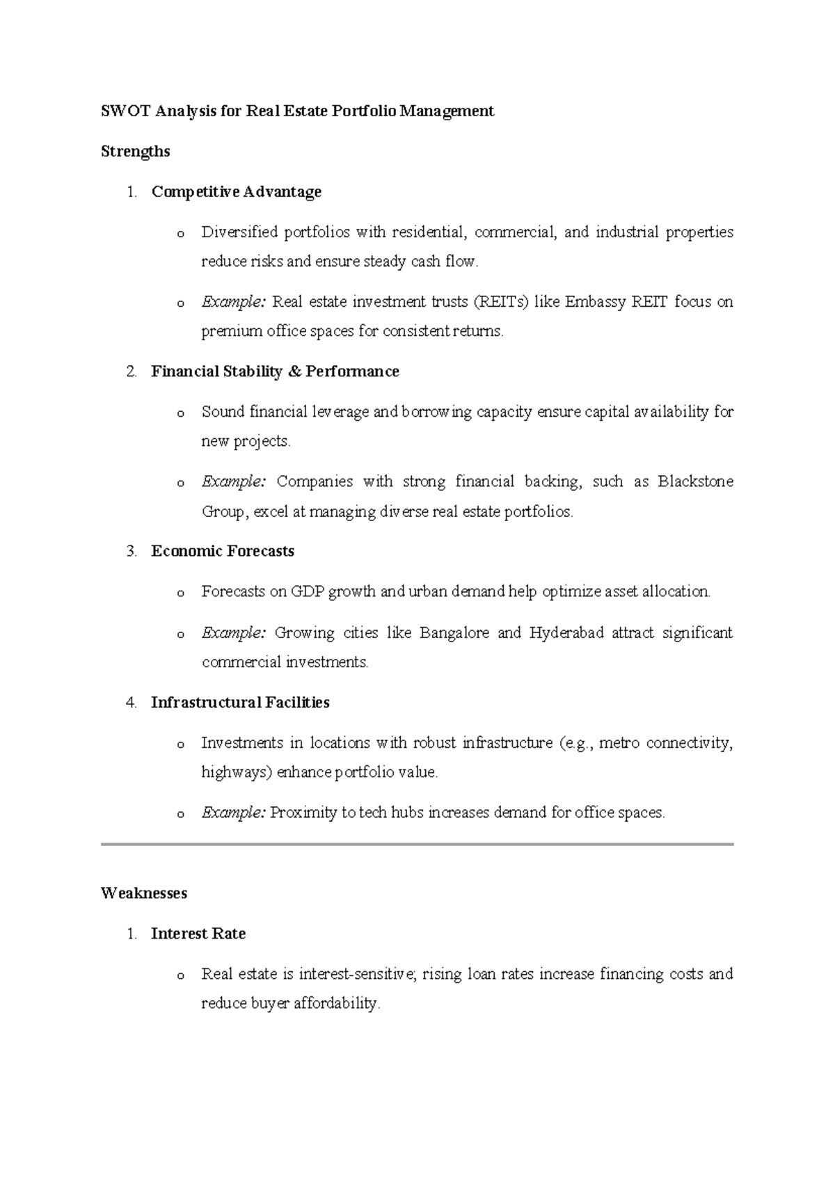 SWOT Analysis for Real Estate Portfolio Management - SWOT Analysis for ...