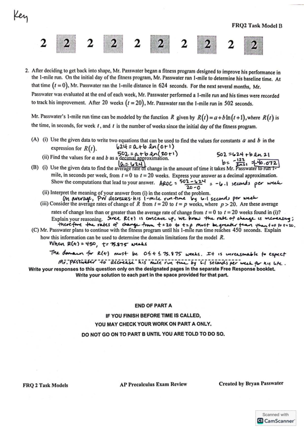 EAA-APP FRQ 2B KEY - Answer Key for Practice FRQ 2B - Studocu