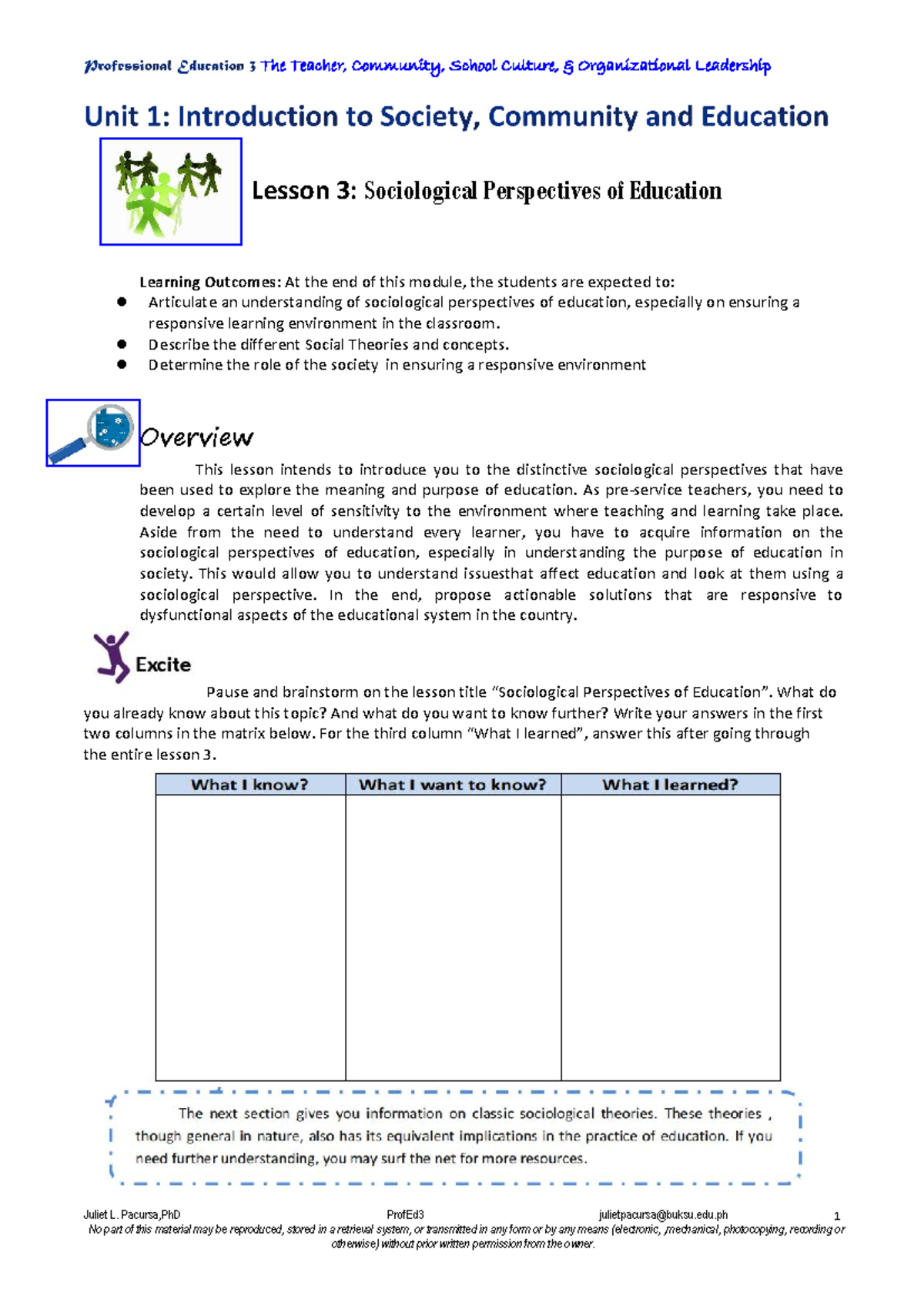 Unit 1. Lesson 3 - Sociological Perspectives on Education and Society ...