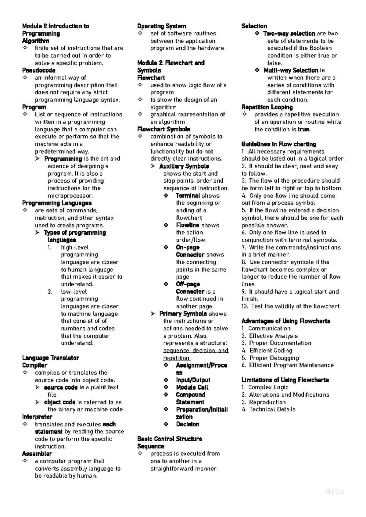 Fundamentals of Programming: Concepts and Flowcharts (CS101) - Studocu