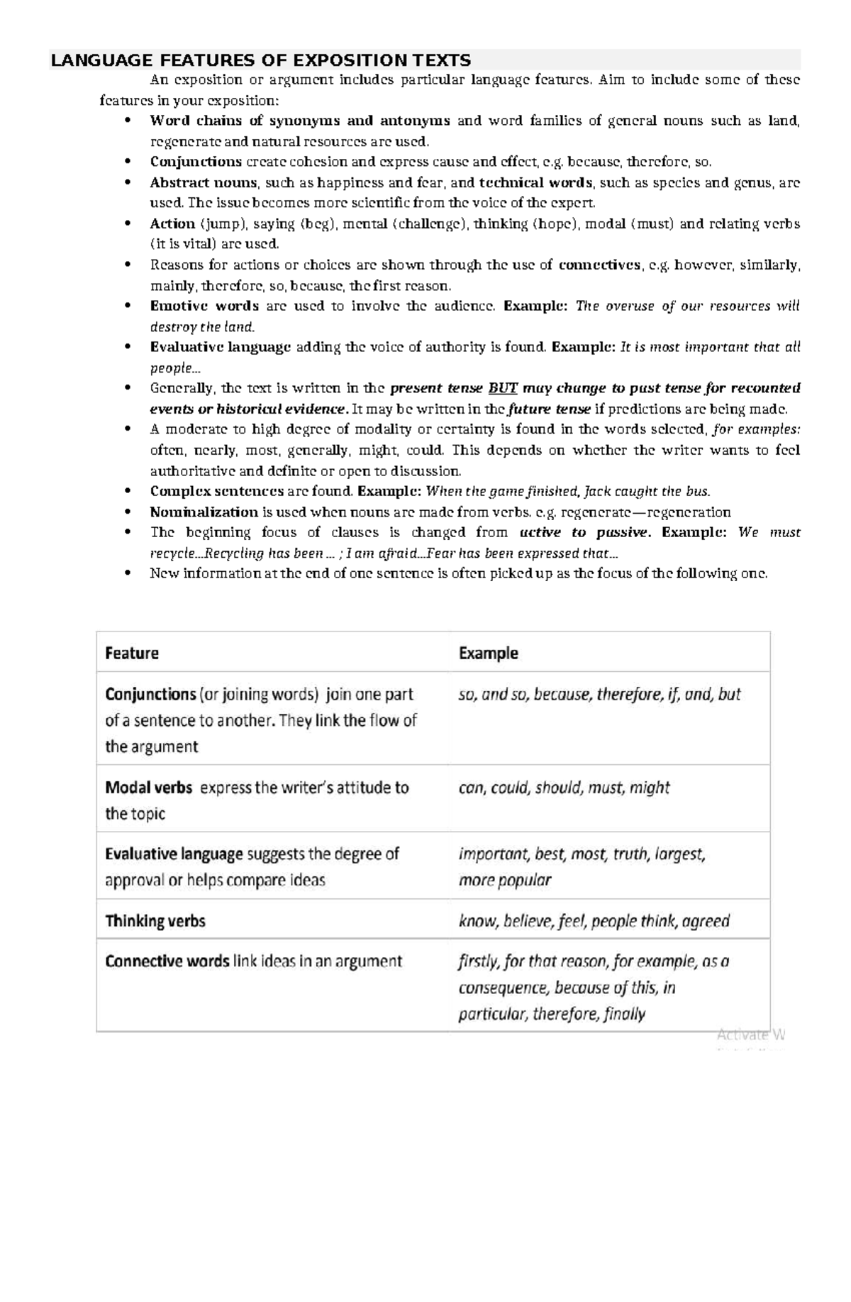 LANGUAGE FEATURES OF EXPOSITION TEXTS: A Comprehensive Guide - Studocu