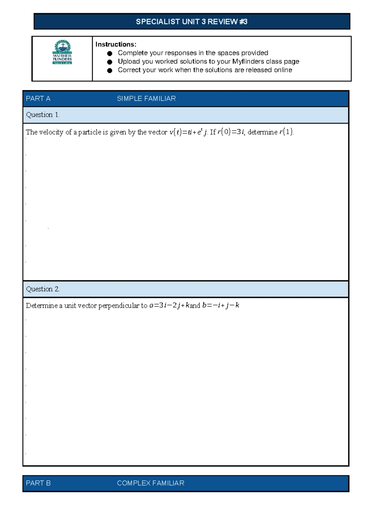Practice IA2 Exam Solutions - Specialist Mathematics IA2 2025 - Studocu