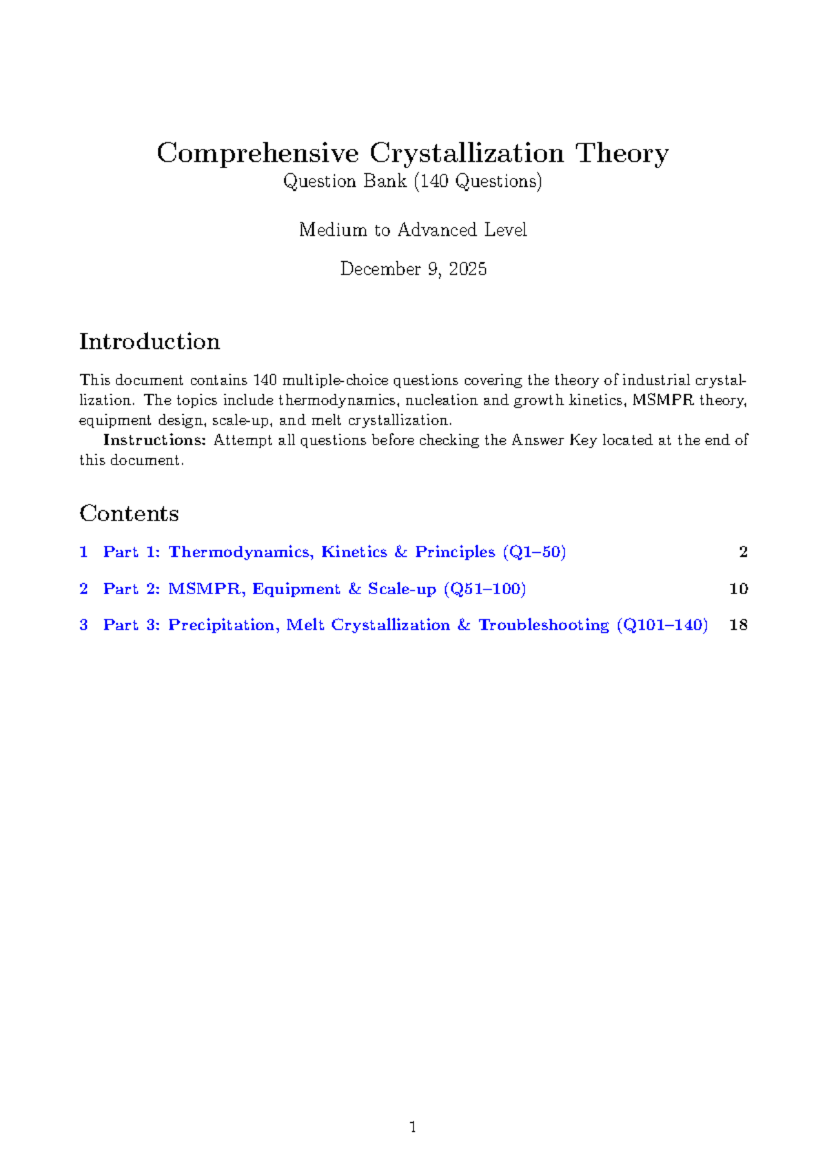 Crystallization MCQ Question Bank (140 Qs) - Medium to Advanced Level ...