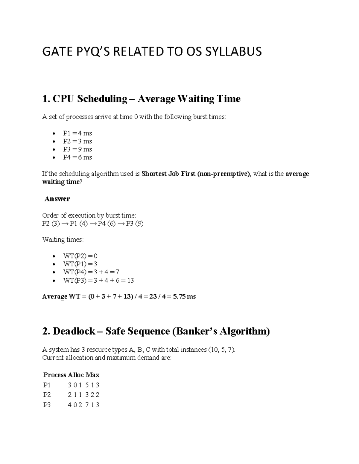 GATE PYQ: OS Syllabus - CPU Scheduling, Deadlock, Memory Mgmt & More ...