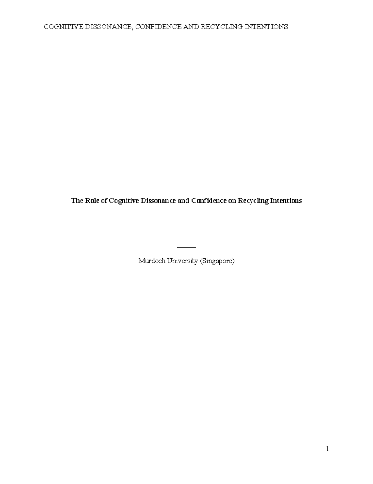 BSC201 - Lab Report: Impact of Cognitive Dissonance & Confidence on Recycling - Studocu