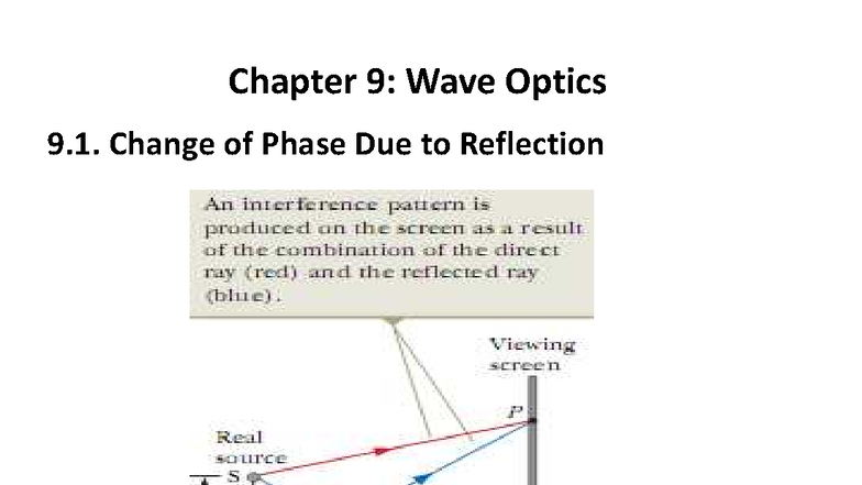 Chapter 9: Wave Optics - Phase Change & Interference Calculations - Studocu
