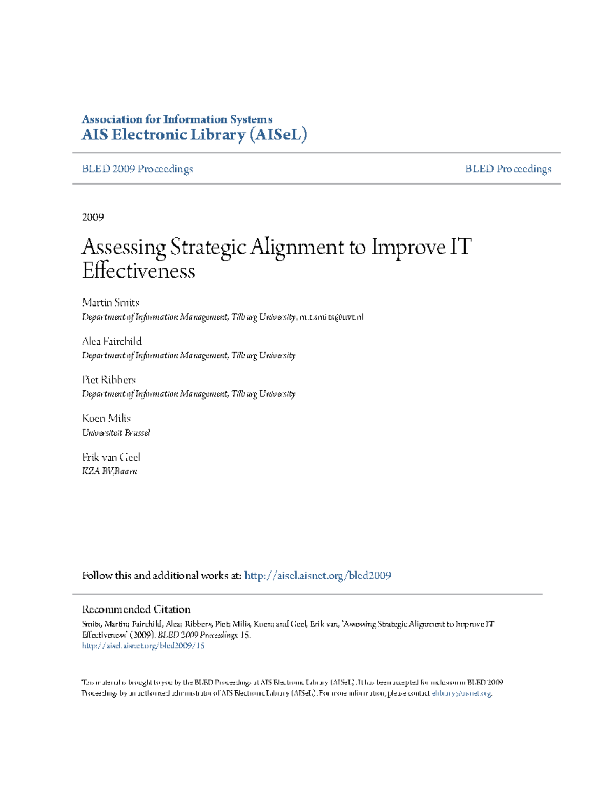 Assessing Strategic Alignment to Improve IT Effectiveness - Association ...