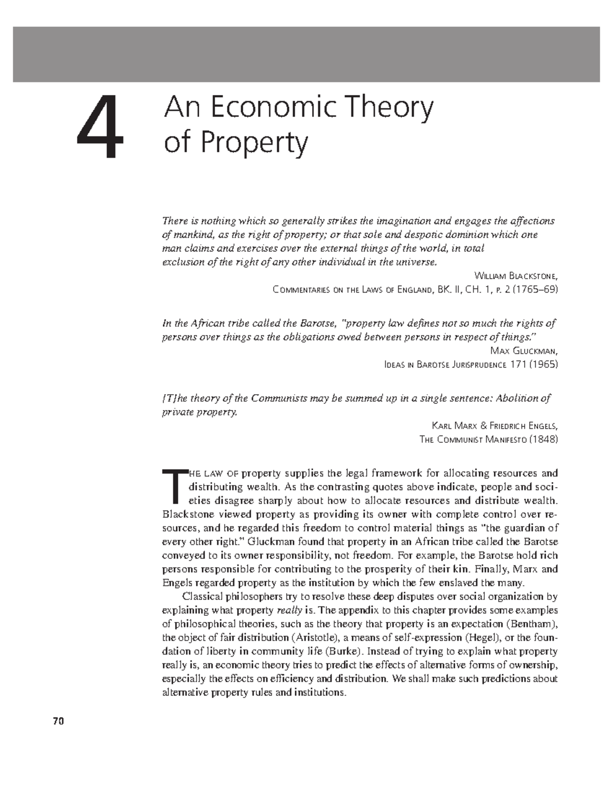 Chapter 4 - Economic Theory of Property (Course Code: LAW 101) - Studocu