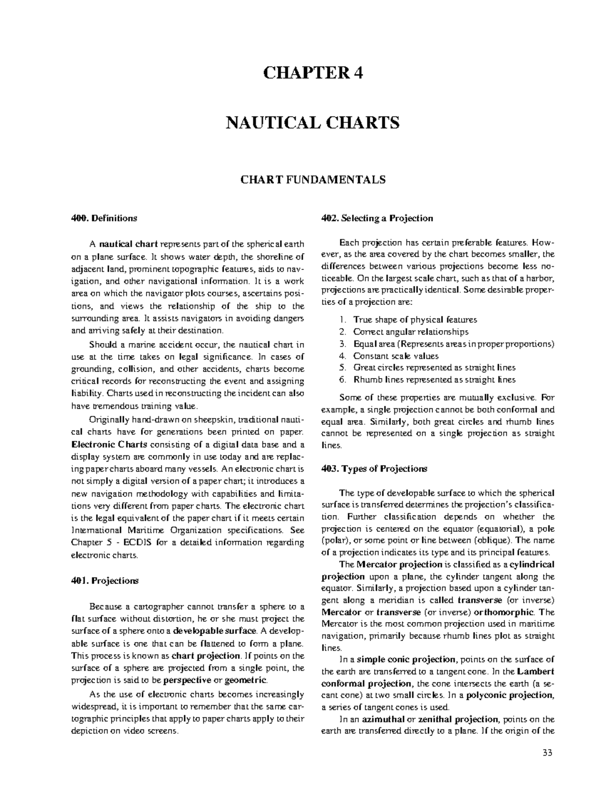 Chapter 4: Nautical Charts - Understanding Chart Fundamentals and Projections - Studocu
