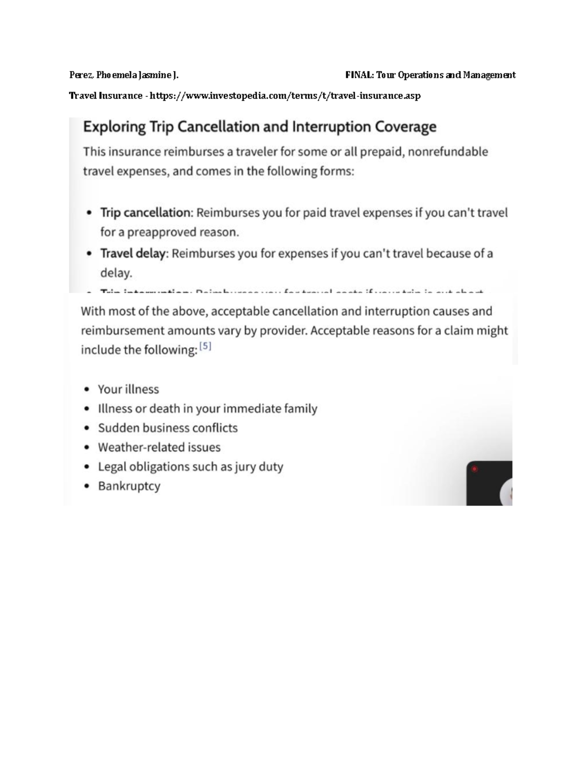 FINAL: Tour Operations and Management (TOUROPS) Inbound Costing Notes ...