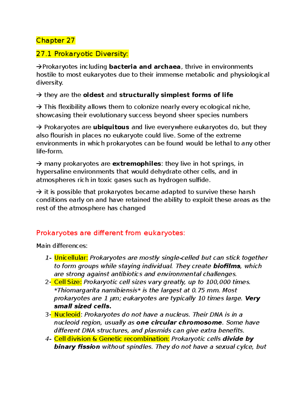 Chapter 27 - Prokaryotic Diversity and Cell Structure Notes - Studocu