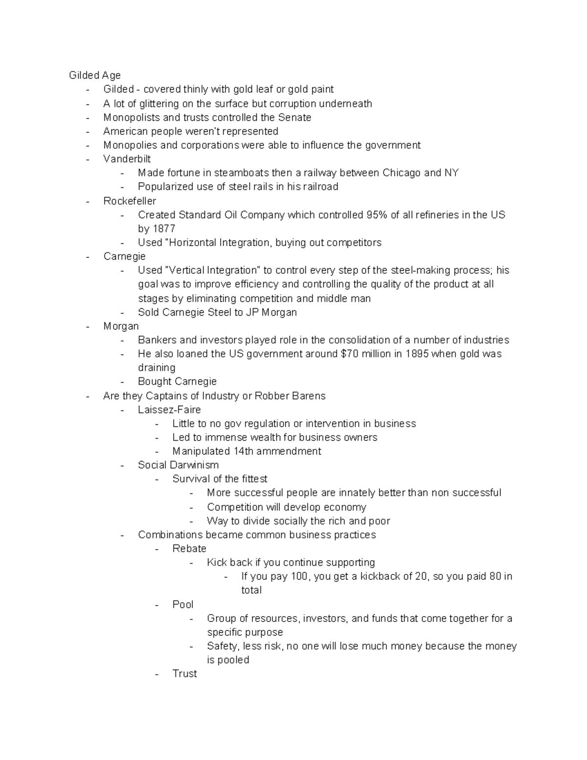 APUSH Gilded Age Notes: Monopolies, Labor Strikes, and Social Change ...