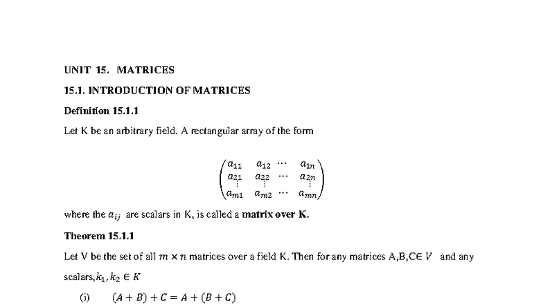 UNIT 15 Matrces - great and direct the point - UNIT 15. MATRICES 15 ...