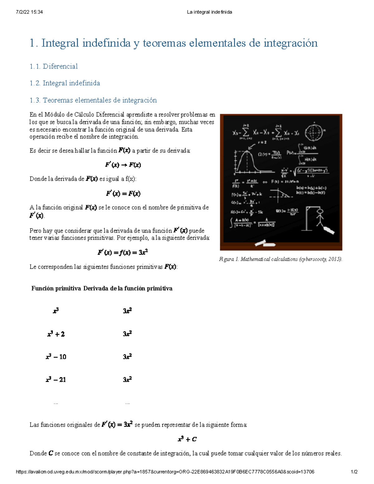 1. Unidad 1 - Integral indefinida y teoremas elementales de integración - 7/2/22 15:34 La ...