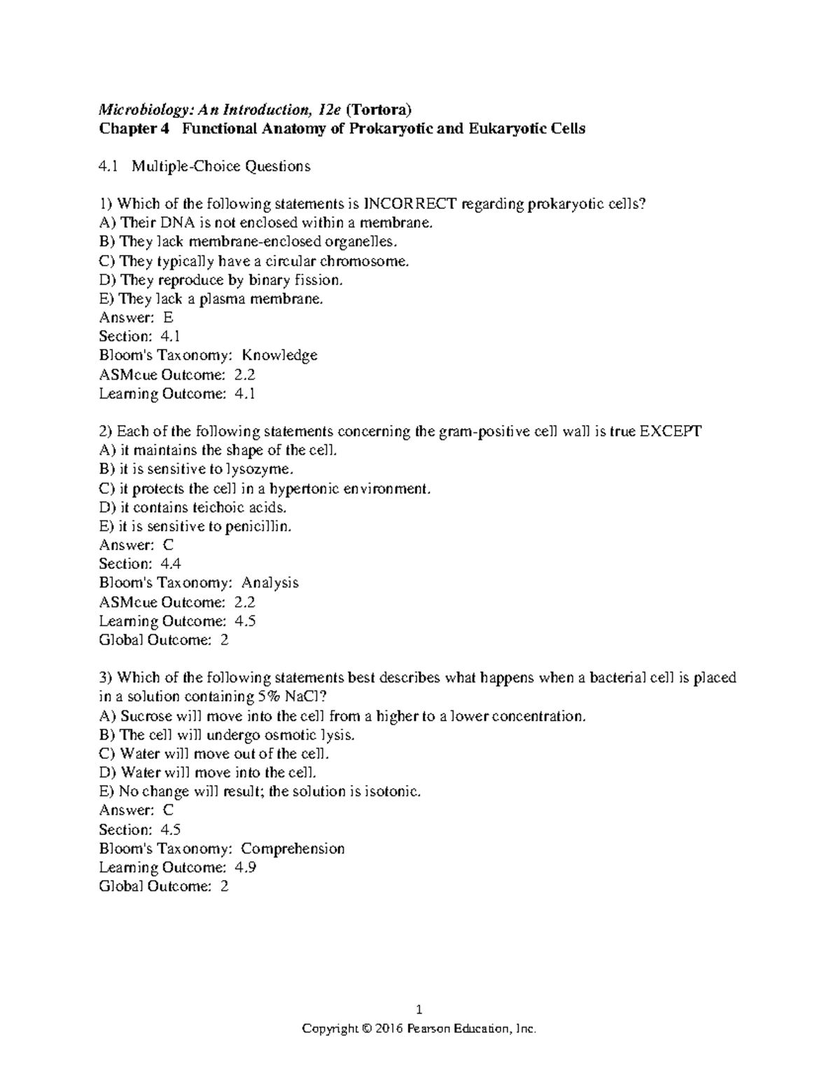 Ch 04 Microbiology: Prokaryotic & Eukaryotic Cell Anatomy Quiz - Studocu