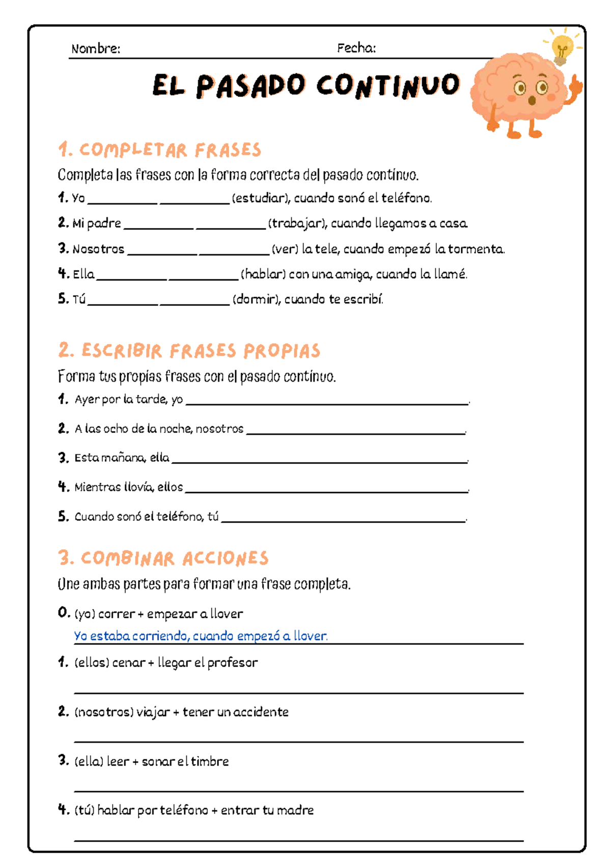 AB - Ejercicios del Pasado Continuo - Studocu