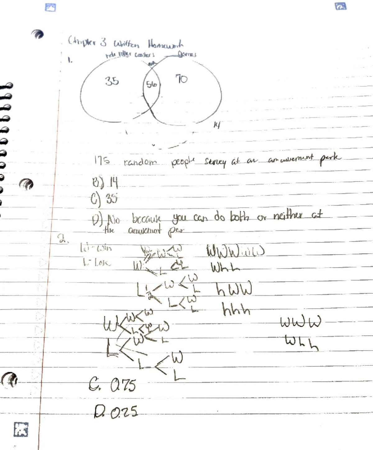 Chapter 3 Written Homework: Amusement Park Survey Analysis - Studocu
