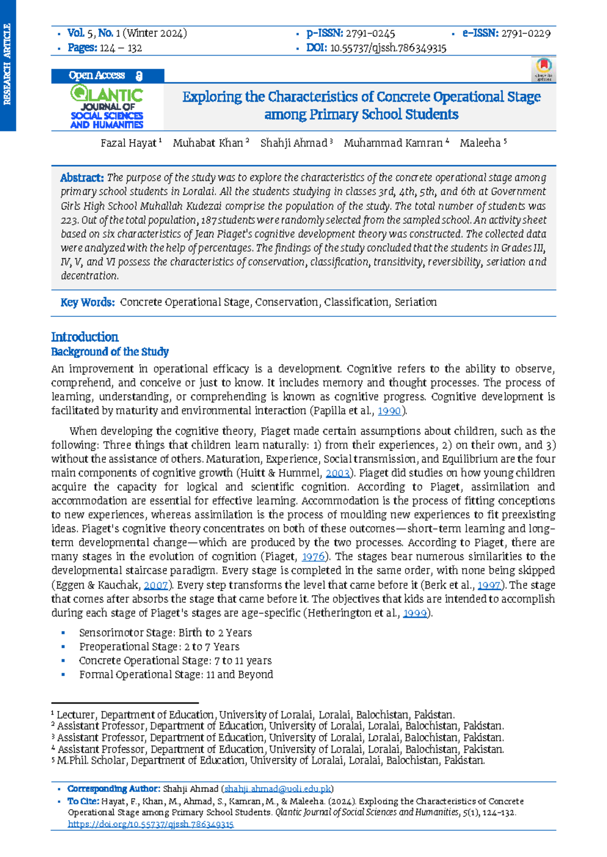Exploring Concrete Operational Stage Characteristics in Primary ...