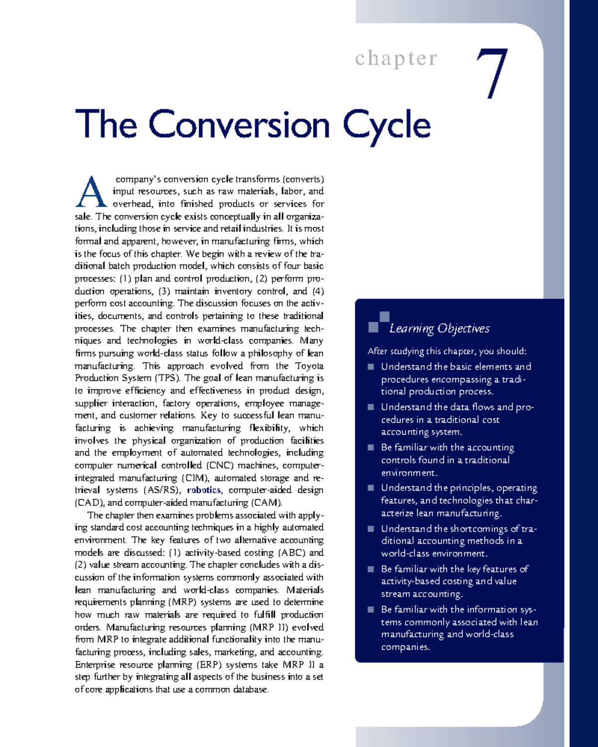 The Conversion Cycle - c h a p t e r 7 The Conversion Cycle A company’s ...