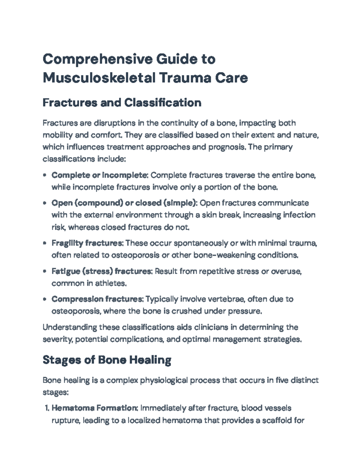 Comprehensive Guide to Musculoskeletal Trauma Care (Course Code: TBD ...