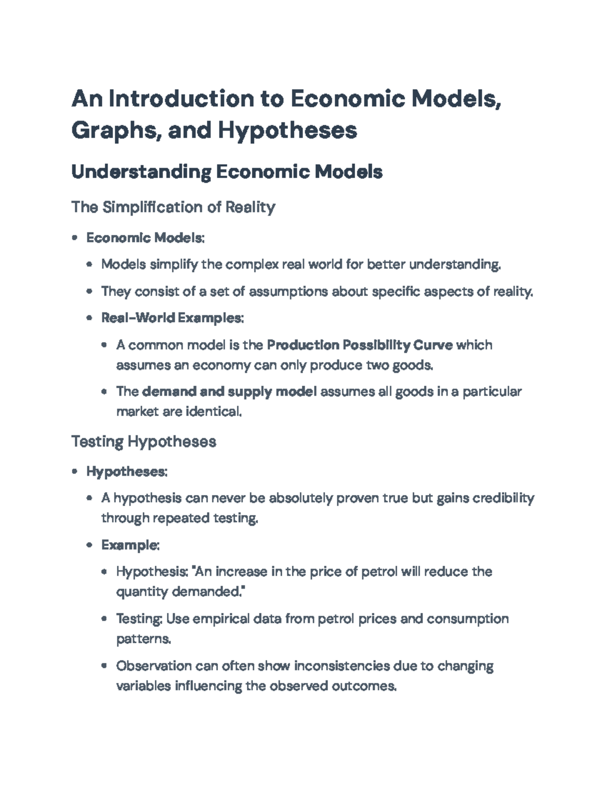 Economic Models and Their Applications in Understanding Economic ...